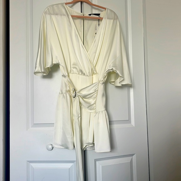 Zara | Dresses | Satin Cream Color Mini Dress | Poshmark